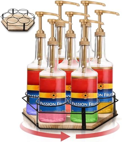 Amazon.com: yarlung Rotating Coffee Syrup Organizer Rack, 7 Bottles ...