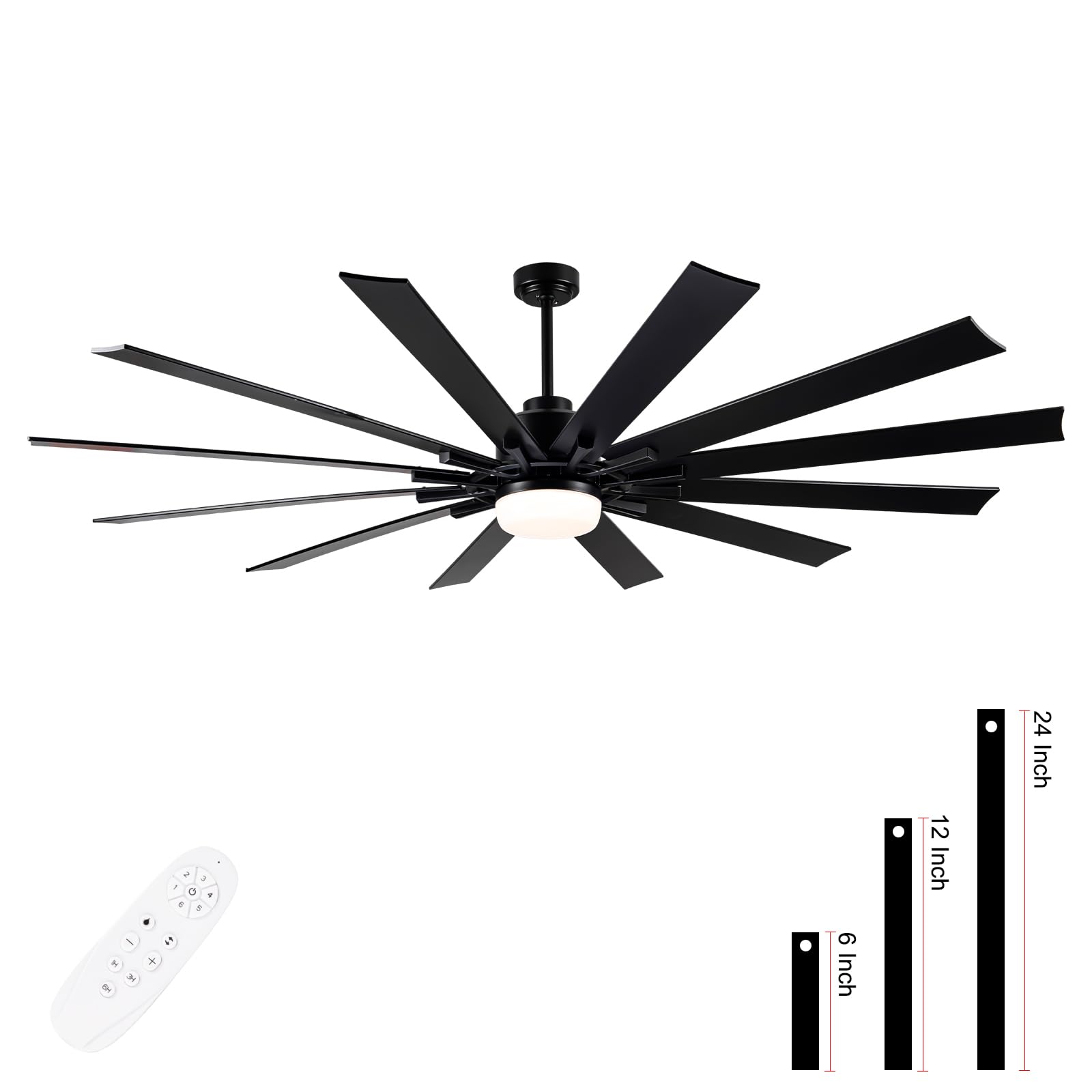 Amazon.com: 84 Inch Large Ceiling Fan with Light,12 Blades Reversible ...