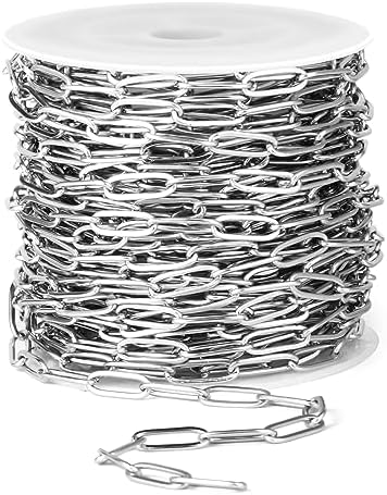 [33 Ft] Stainless Steel Paperclip Chains Roll, 3mm Width 304 Stainless ...