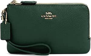 Amazon.com: Coach Pebbled Leather Double Corner Zip Wristlet/Wallet ...