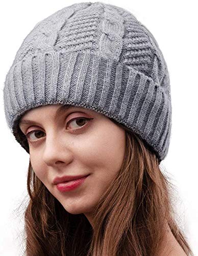 Buy MUKHAKSH Girl’s/Ladies/Women Winter Woolen Light Grey Cap/Beanie at ...
