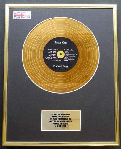 STATUS QUO/MINI GOLD DISC DISPLAY/LIMITED EDITION/COA/ 12 GOLD BARS ...