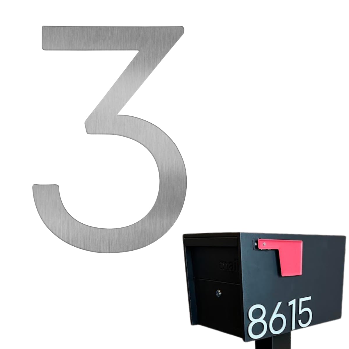 Amazon.com: Adoorn 4 Inch Mailbox Numbers - Number 3, Silver Color ...