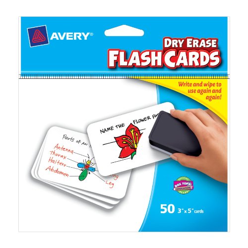 Avery Write-On Dry Erase Flash Cards, 3 x 5-Inches, 50 Pack (15349 ...