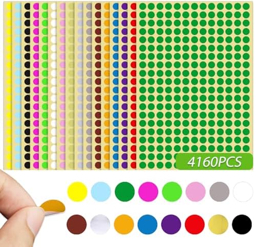 4160 Pcs Color Small 8mm Circle Dot Sticker Labels, 16 Assorted Colors ...