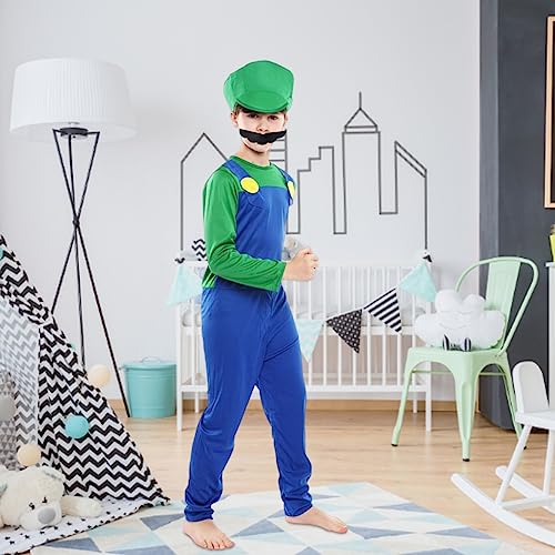 Partymall Mario Bros Costume for Adult/Kids with Bodysuit, Mario Cap ...