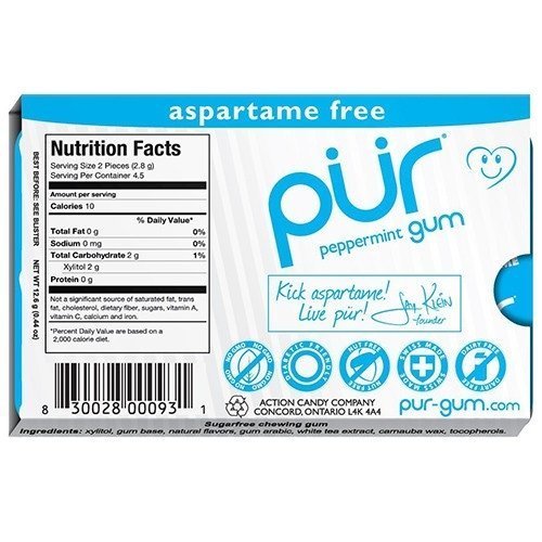 Amazon.com : Pur Gum - Pur Gum Peppermint Gum 9Pc (12x12.6 G) : Grocery ...