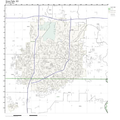 Amazon.com : ZIP Code Wall Map of Sioux Falls, SD ZIP Code Map Not ...