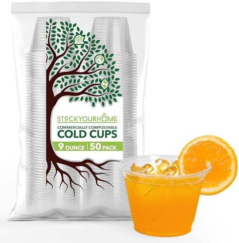 Amazon.com: Stock Your Home 9 oz Clear Commercially Compostable Cold ...