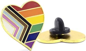Amazon.com: Progress Pride Heart (Love) LGBTQ Lapel Pin - LGBT Badge ...