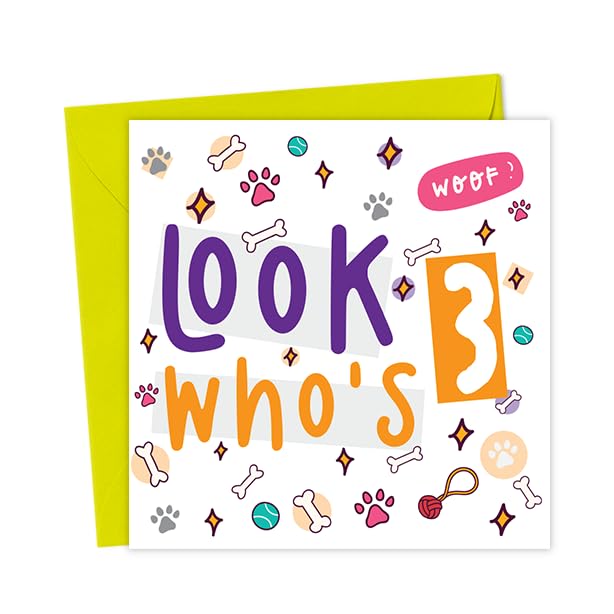 Dog 3rd Birthday Card | Cards for dogs Pets Age | Unique Design ...