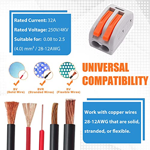 Snapklik.com : 40 Pcs 2 Port Lever Wire Conductor Compact Wire ...