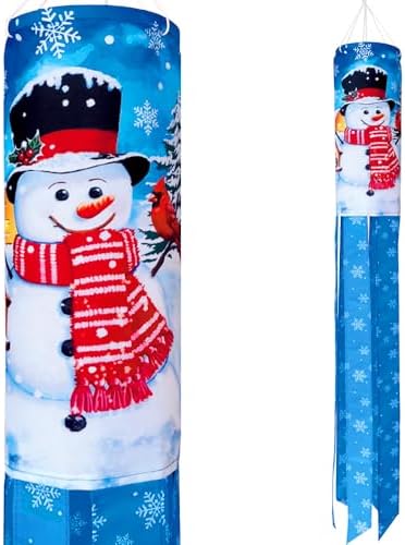 Amazon.com : Moucuny 4 Pcs Winter Windsocks 3D Hanging Snowman ...