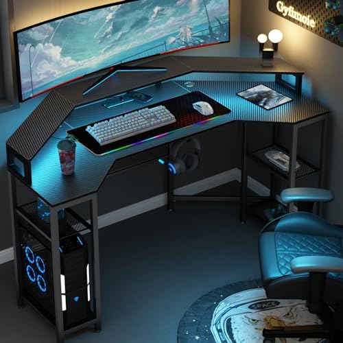 Amazon.com: Loomie Computer Desk with Power Outlet & Led Light, 63 ...