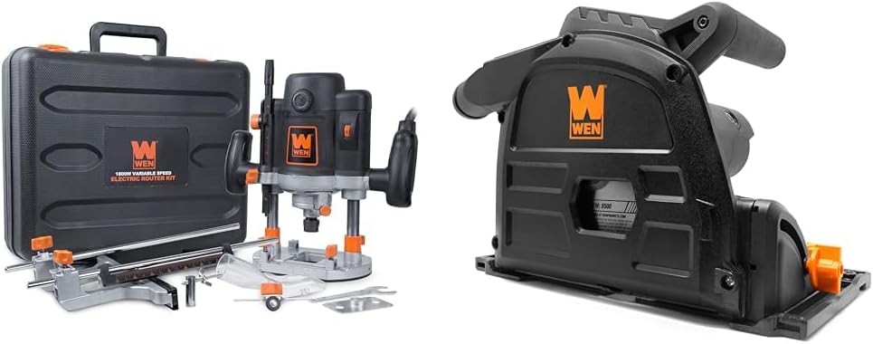 WEN 15-Amp Plunge Router Kit, 10-Amp Track Saw & Accessories ...