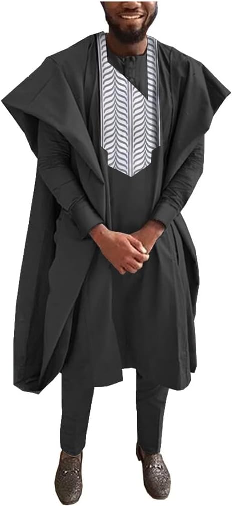 Amazon.com: YANKIA African Men Dashiki Outfits Agbada Robe Suit Shirt Pant Set Abaya Traditional ...