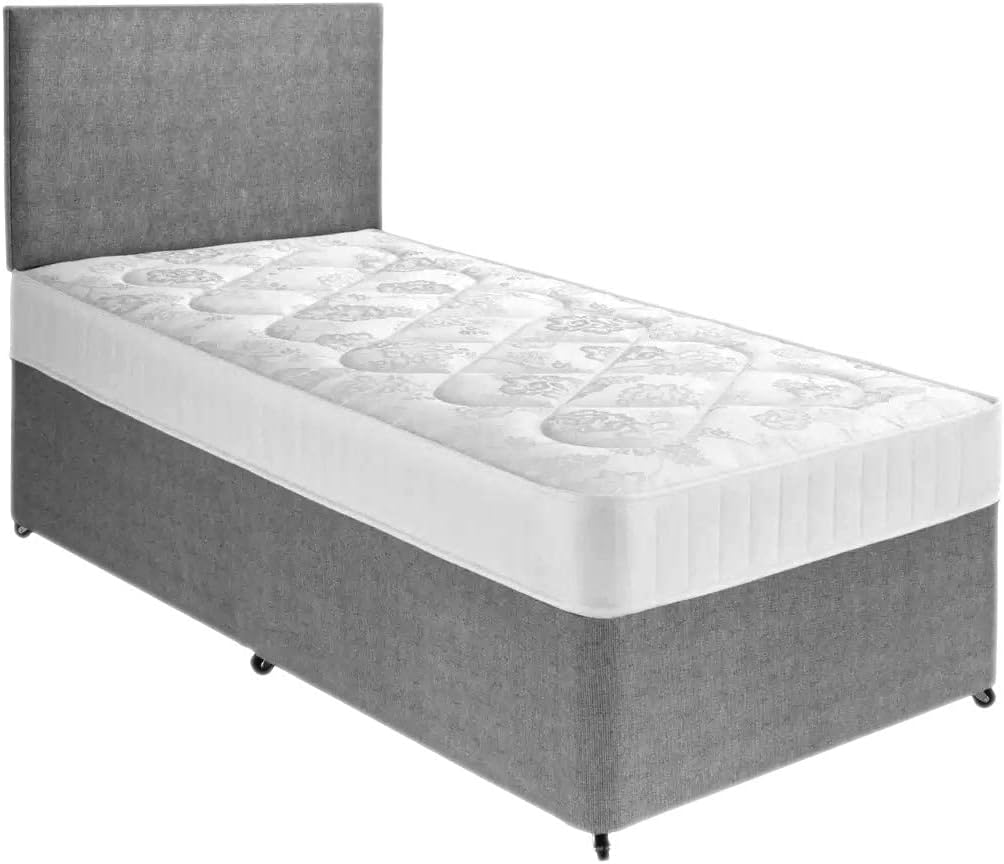 4FT Small Double Black Fabric Divan Bed Set Including Deep Quilt ...