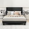 Amazon.com: Tuconia Upholstered Platform Full Bed Frame with Headboard Wooden Slats Support Easy ...
