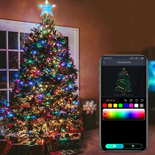 Smart LED Strip Lights with Star Tree Topper for Christmas Tree, 32.8ft ...