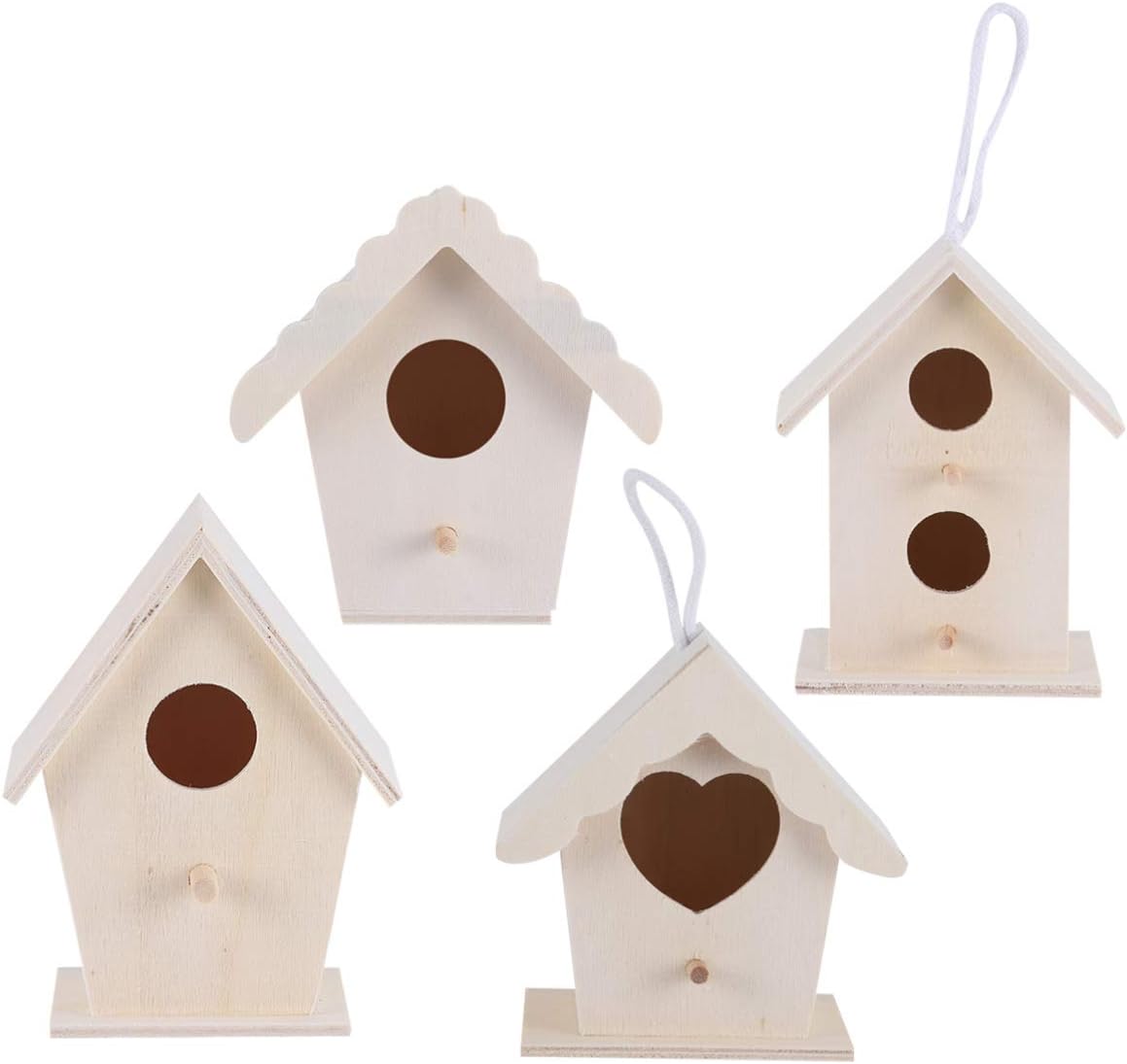 Amazon.com: 4pcs Patio Perch Hanging Bird House Wooden Bird House Mini ...