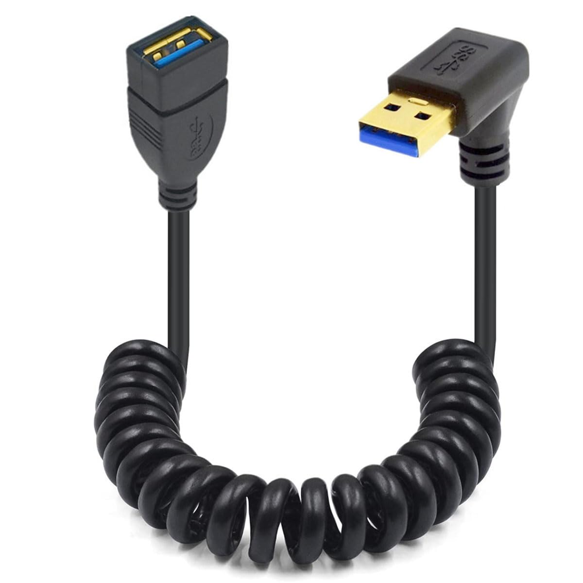 Amazon.com: GLHONG Coiled 90Degree Down Angle USB 3.0 Extension Cable ...