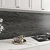 Livelynine Dark Peel and Stick Tile 16pcs 24x12 Carbon Slate Wall Panel ...