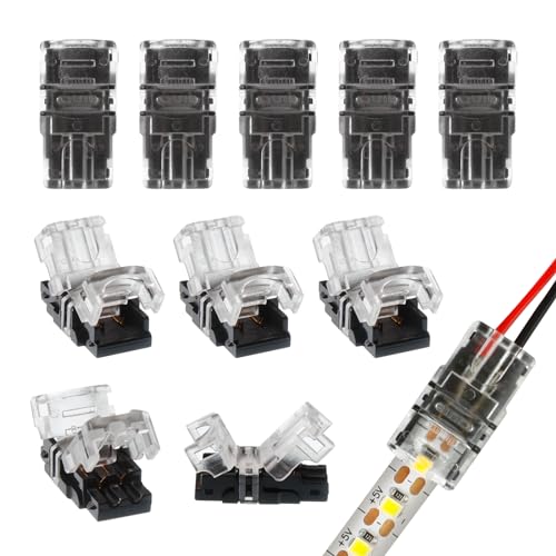 VIPMOON 10 Pack 2Pin LED Strip Connector for 8mm Waterproof 12v 24v ...