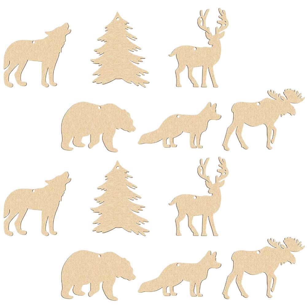 Amazon.com: Sewroro 30pcs Unfinished Wooden Cutouts DIY Animal Wood ...