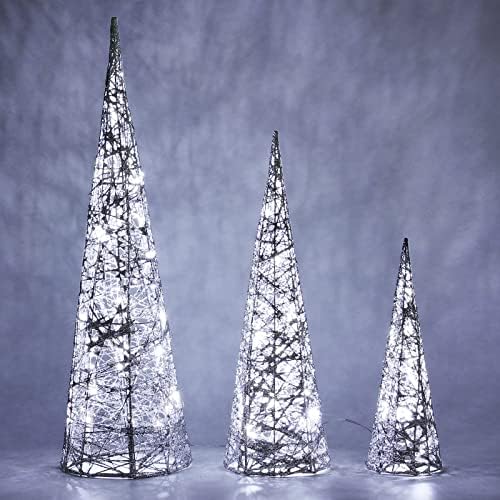 Amazon.com: Set of 3 Lighted Christmas Cone Trees,Holiday Decorative ...