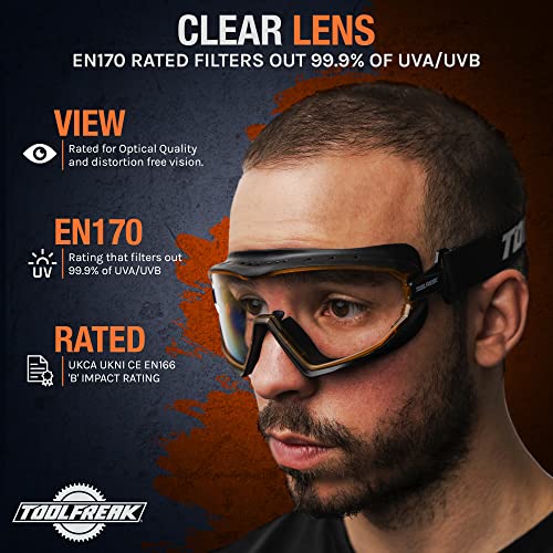 ToolFreak Safety Goggles Mid Size Rated to UKCA, UKNI, CE EN166 B for ...