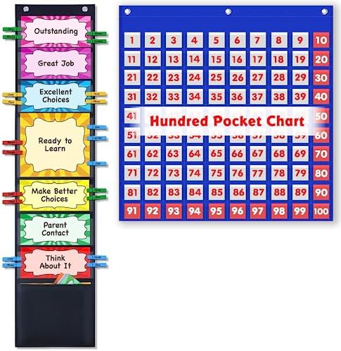 Amazon.com: Behavior Clip Chart Set & Hundred Pocket Chart Set : Office ...