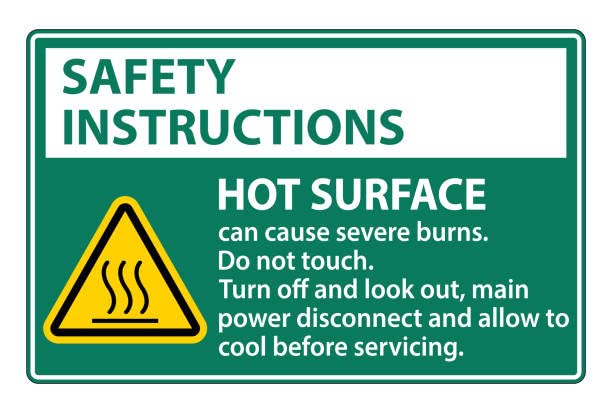 Safety Instructions Hot Surface sign, Waterproof PVC Sticker fixed on ...