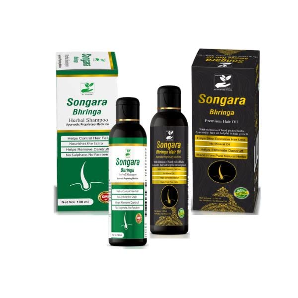Buy SONGARA Bhringa Ayurvedic Hair Oil & Shampoo for Men & Women 100ml ...