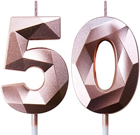 50th Birthday Candles, Number 50 Candle, Rose Gold Candles, Birthday ...