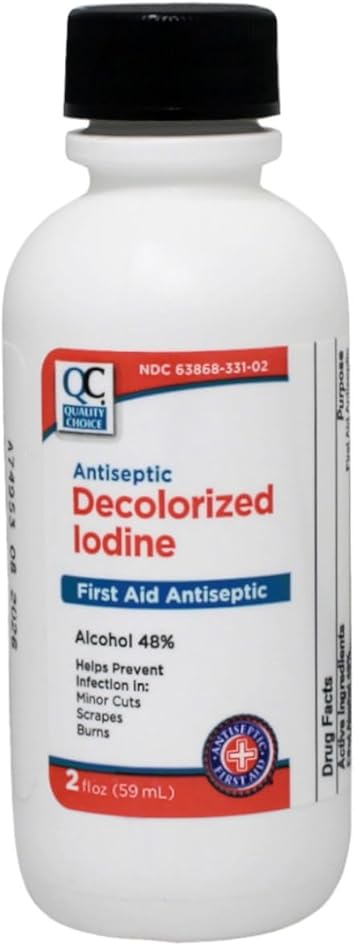 Amazon.com: Quality Choice Decolorized Iodine Antiseptic, 2 fl oz ...