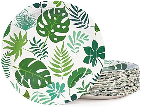 Amazon.com: BLUE PANDA 80-Pack Tropical Paper Plates, Disposable 9 ...