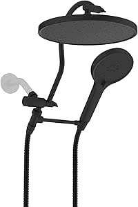 Hibbent Self-cleaning Shower Head, 10'' High Pressure Shower Head, Showerhead Combo/Handheld ...