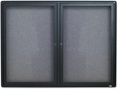 Quartet Enclosed Fabric Bulletin Board, 2 Doors, Black Frame with Gray Fabric, 4 x 3 Feet (2364L ...