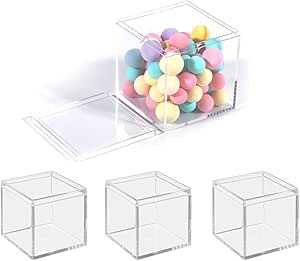 Amazon.com: HAOZIJIE Small Clear Boxes with Lids, Plastic Square Cube ...