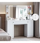 Amazon.com: Dripex Makeup Vanity Desk with Mirror and Lights LED Makeup ...