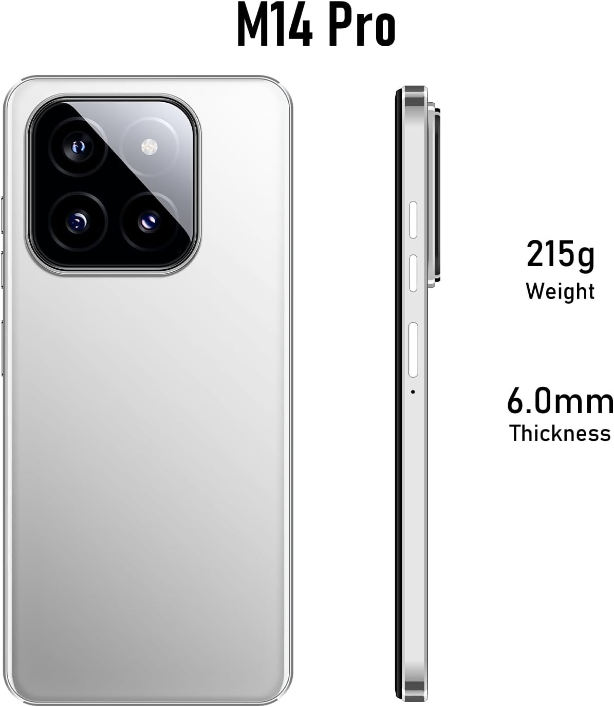 Teléfono celular desbloqueado, M14 Pro Smartphone 6.8 «Pantalla HD ...