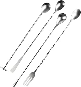 Amazon.com: 4 PCS Bar Spoon, 304 Stainless Steel Bar Mixing Spoon ...