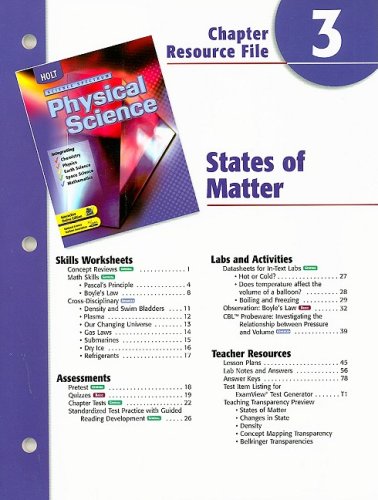 Holt Science Spectrum Physical Science Chapter 3 Resource File: States ...