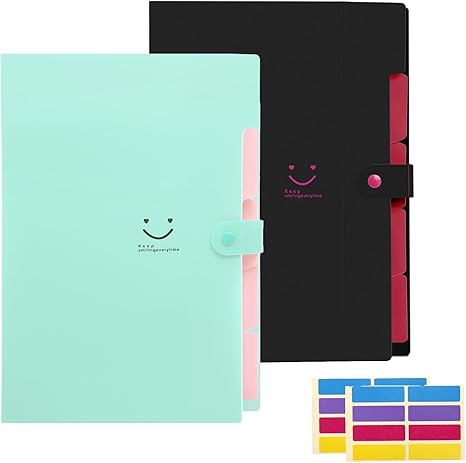KONVINIT 2 Pack Expanding File Folder Organizer,5 Pocket Folder with ...