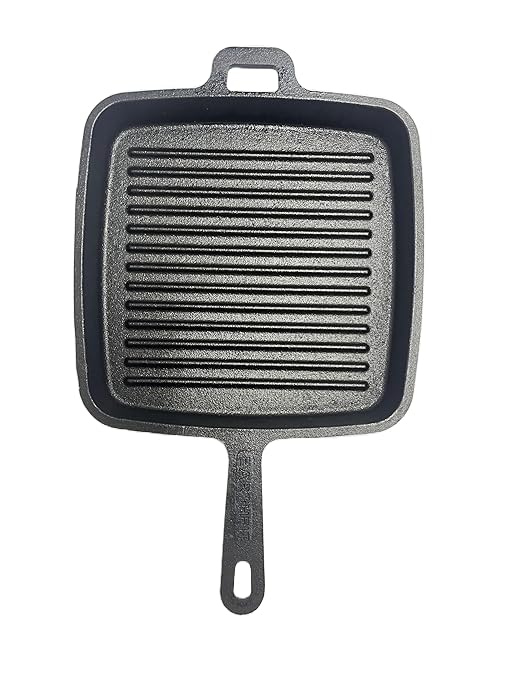 Buy Earthfit Pre Seasoned Cast Iron Grill Pan Skillet 9 Inch, Non Stick ...