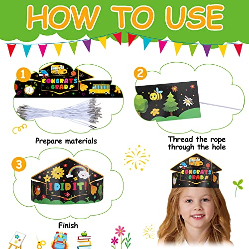 Lincia 60 Pcs Graduation Paper Caps Crowns Kindergarten Preschool Grad ...