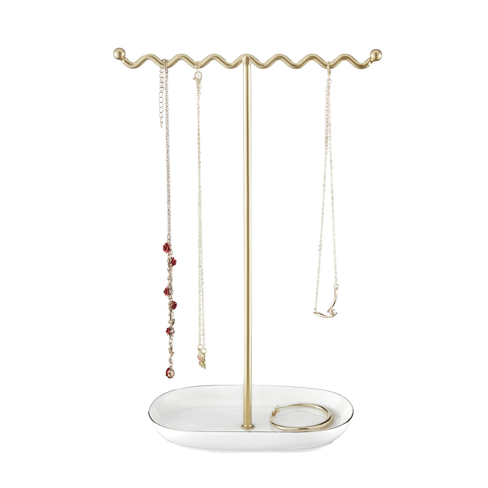 Amazon.com: Elegant Jewelry Holder Stand: Metal Tree & Ceramic Tray ...