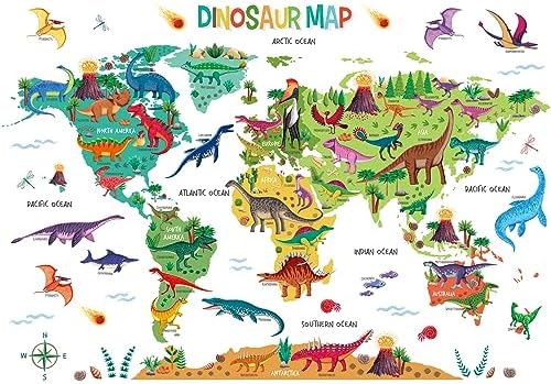 DECOWALL SG2-2312 Large Dinosaur World Map Kids Wall Stickers ...