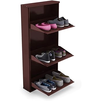 Furnko Metal Shoe Racks For Home With Door, Slim, Wall Mounted With ...