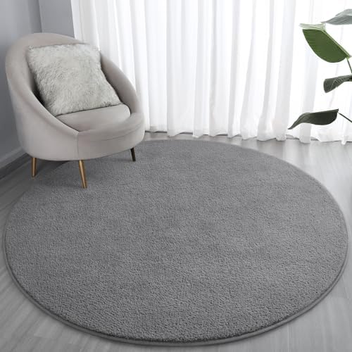 Amazon.com: Lascpt Round Rug for Bedroom 6x6, Grey Circle Rug for ...